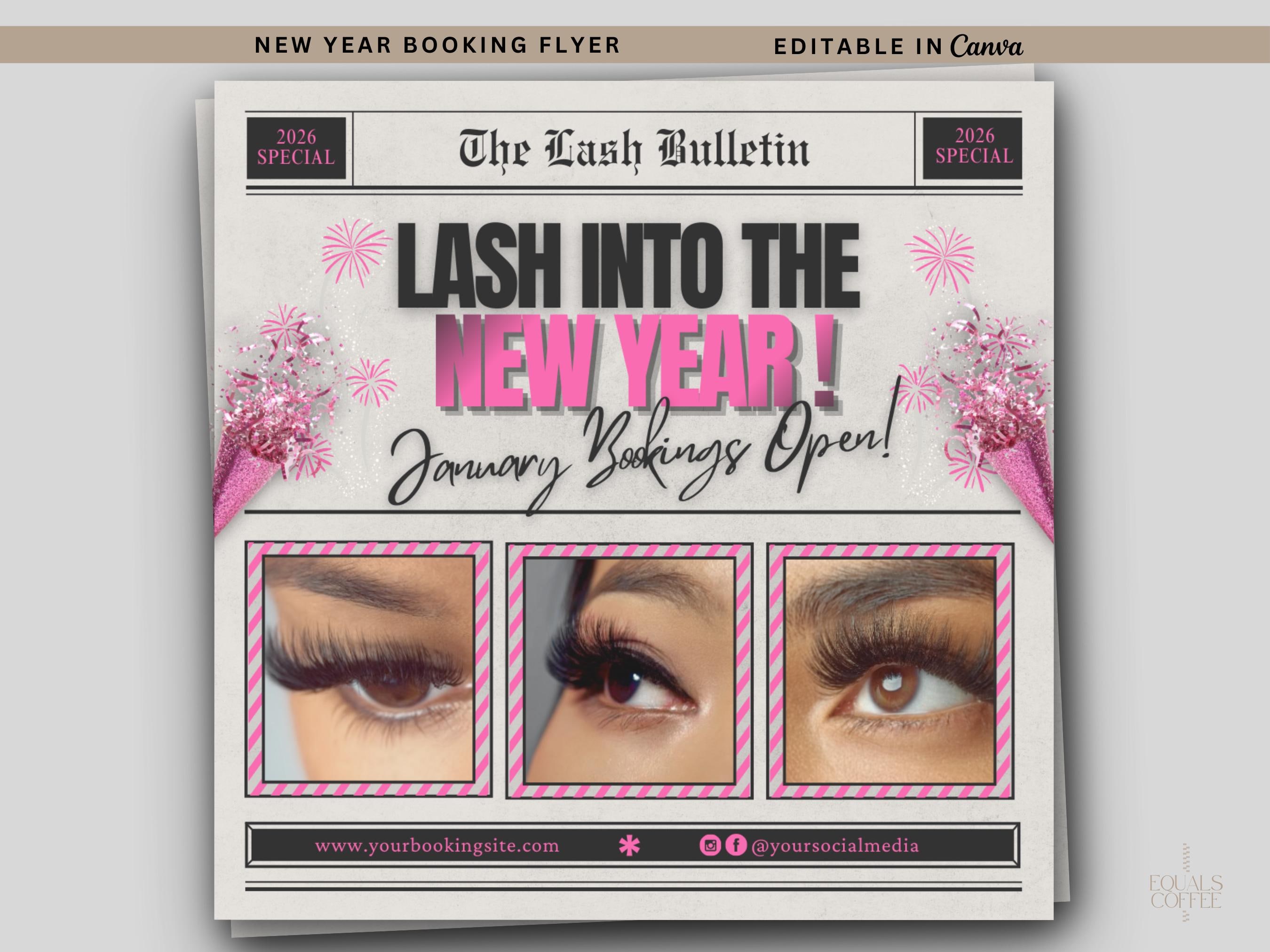 January Lash Flyer New Year Booking Flyer Lash Tech Flyer Book Now ...