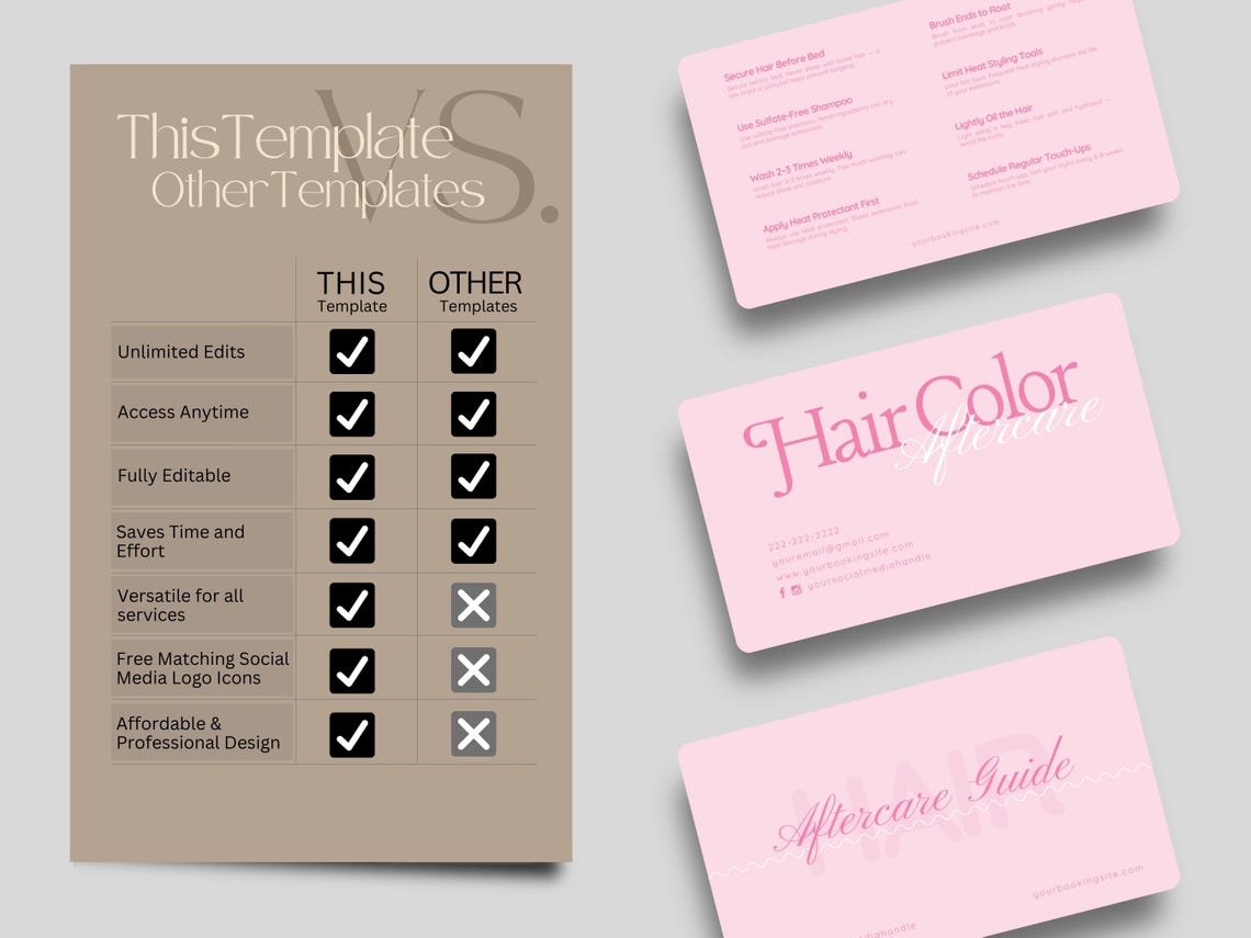 Pink Aftercare Card Hair Care Card, Hair Colors Care Instructions, Hair ...