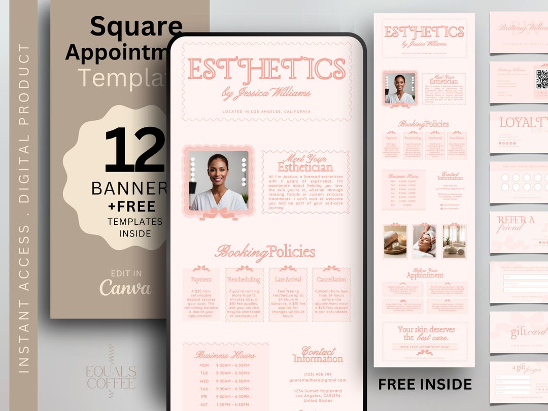 Esthetician Booking Template Esthetician Website Banner Square Website ...