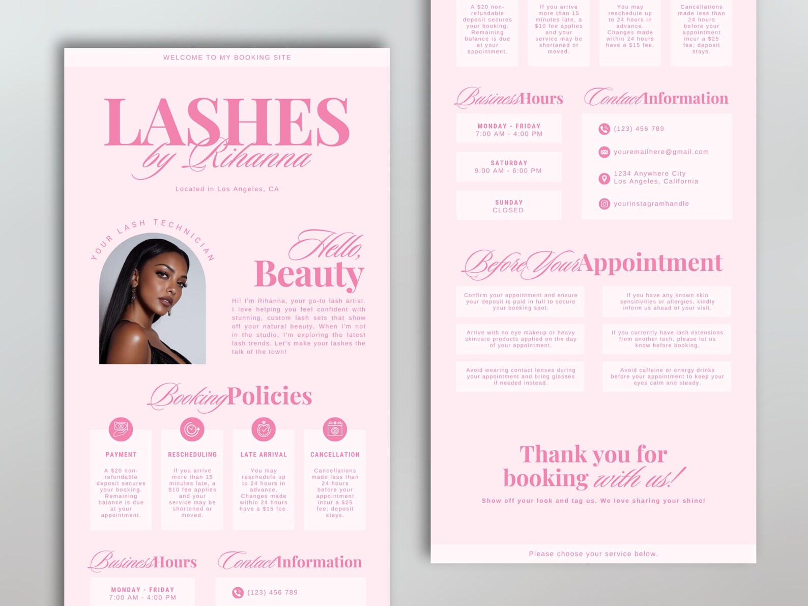 Pink Acuity Scheduling Templates Lashes Canva Acuity Website Template ...