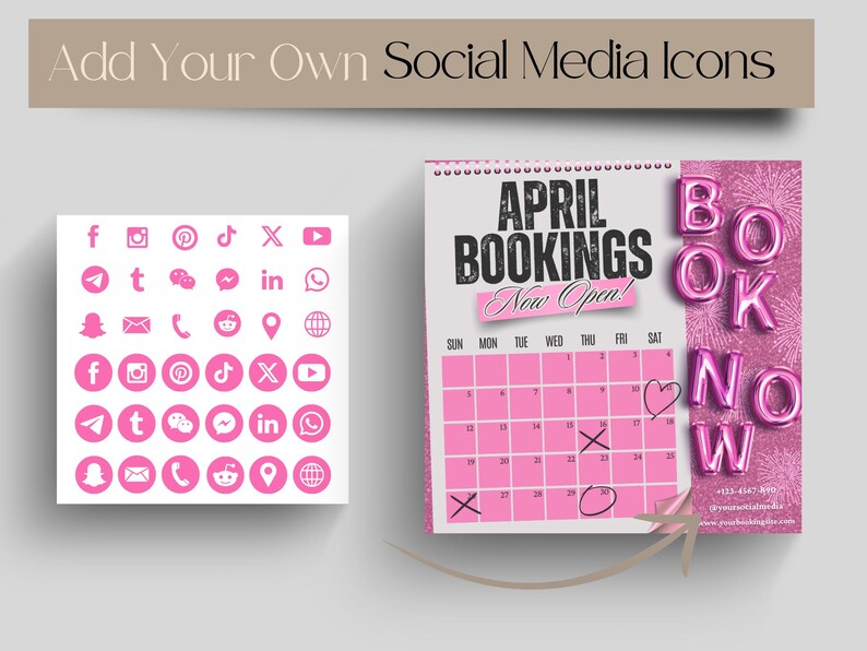 April Booking Calendar Editable Template, April Flyers Template April ...