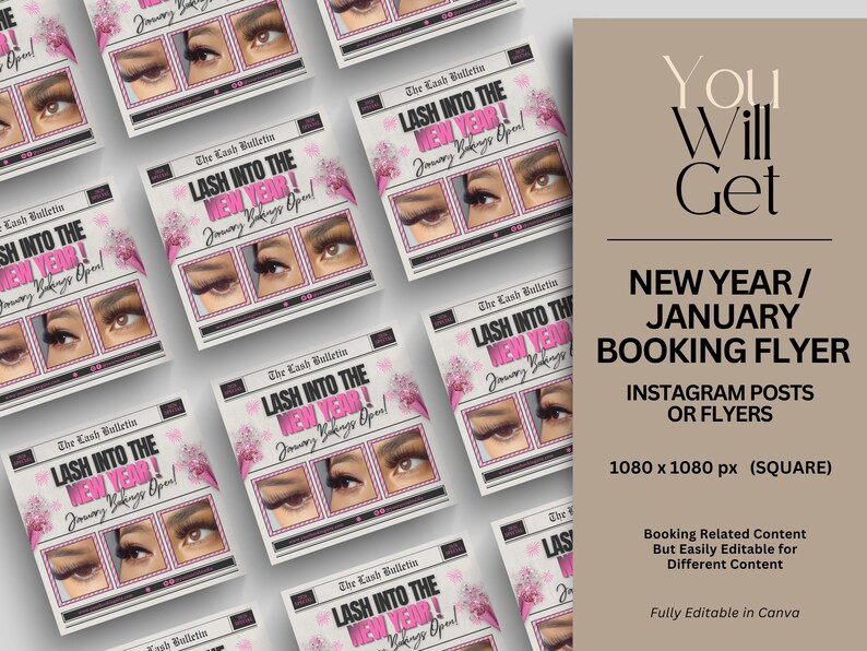 January Lash Flyer New Year Booking Flyer Lash Tech Flyer Book Now ...