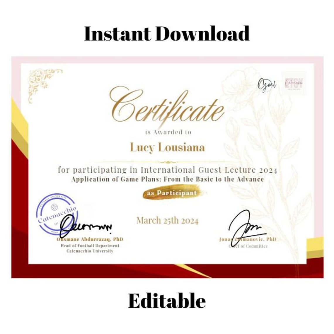 Pink Editable Canva Award Certificate Template, Customizable Canva ...