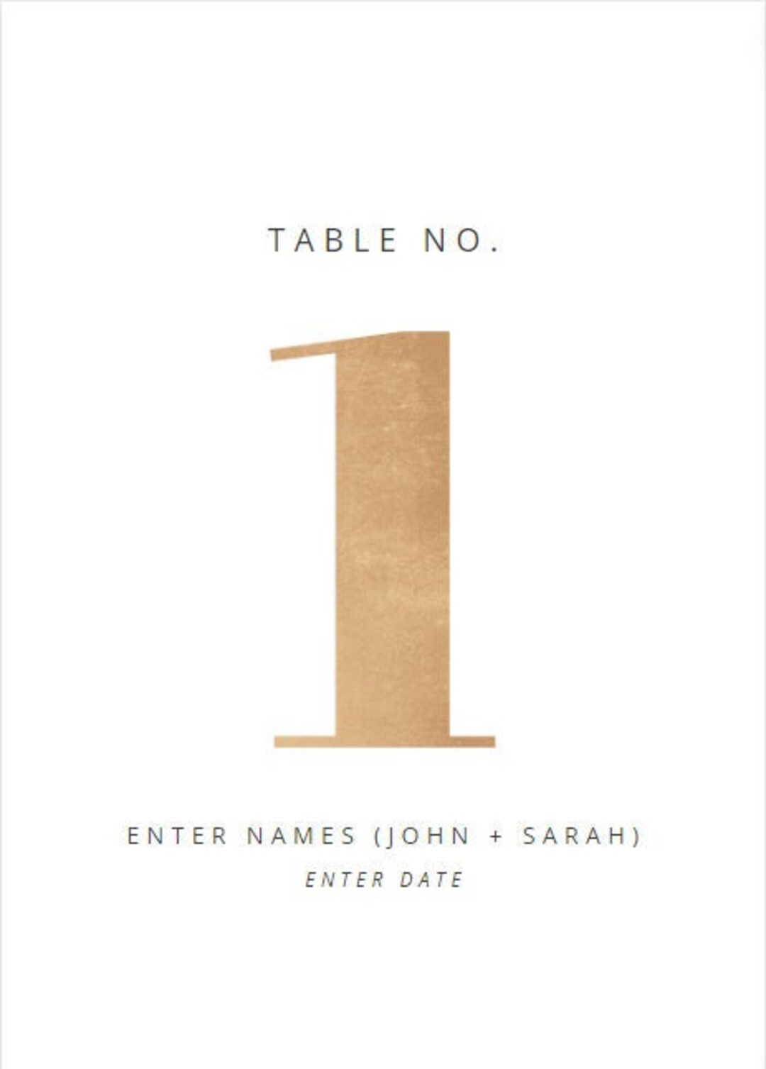 5x7 Inch Minimalist Gold Wedding Table Numbers Customizable for Your ...