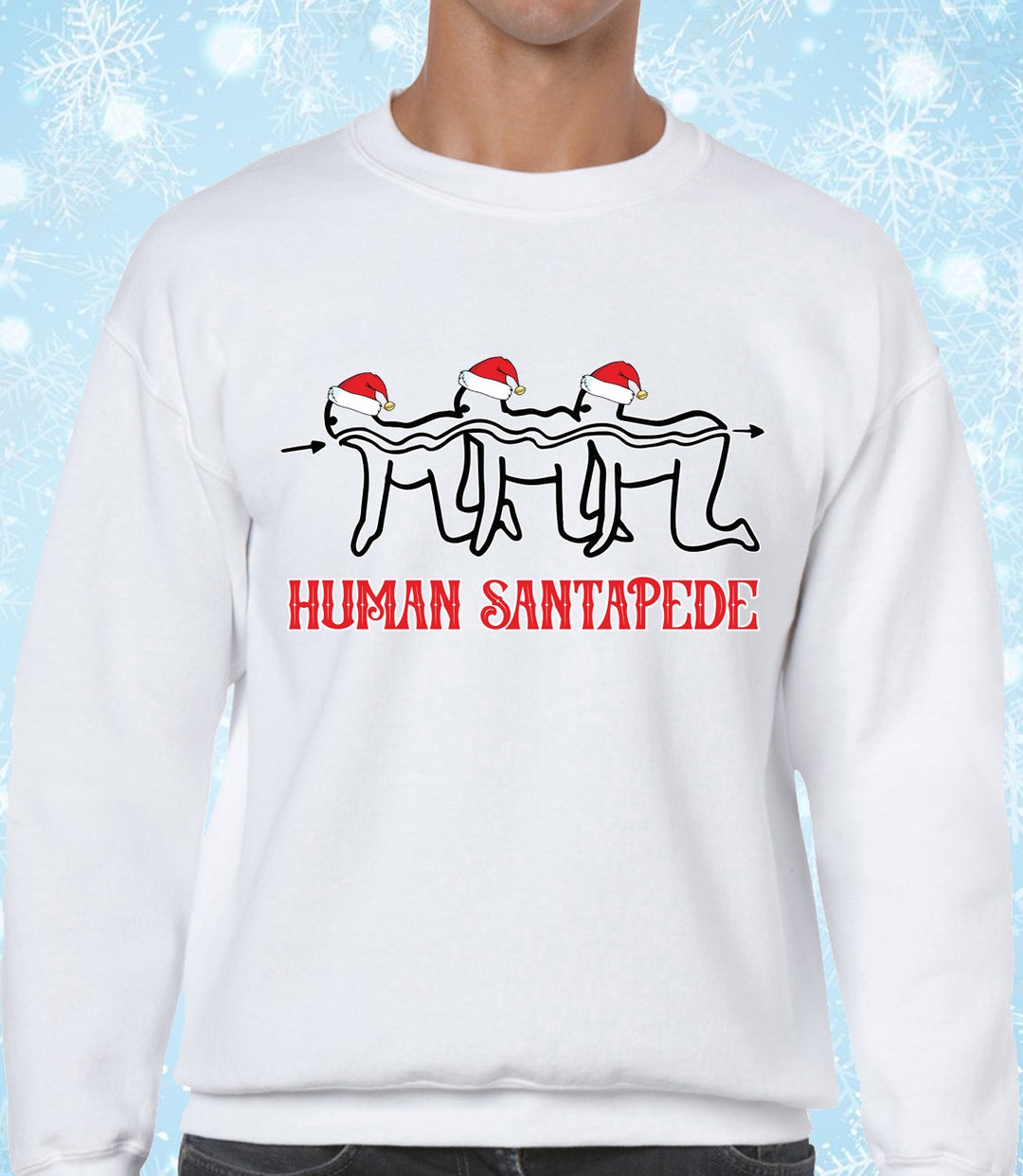 Human Santapede Christmas Jumper Funny Sweater Santa Elf Festive Joke ...