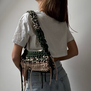 Crochet PYRAMID Bag Brown Beige Khaki Green BUZO - Etsy