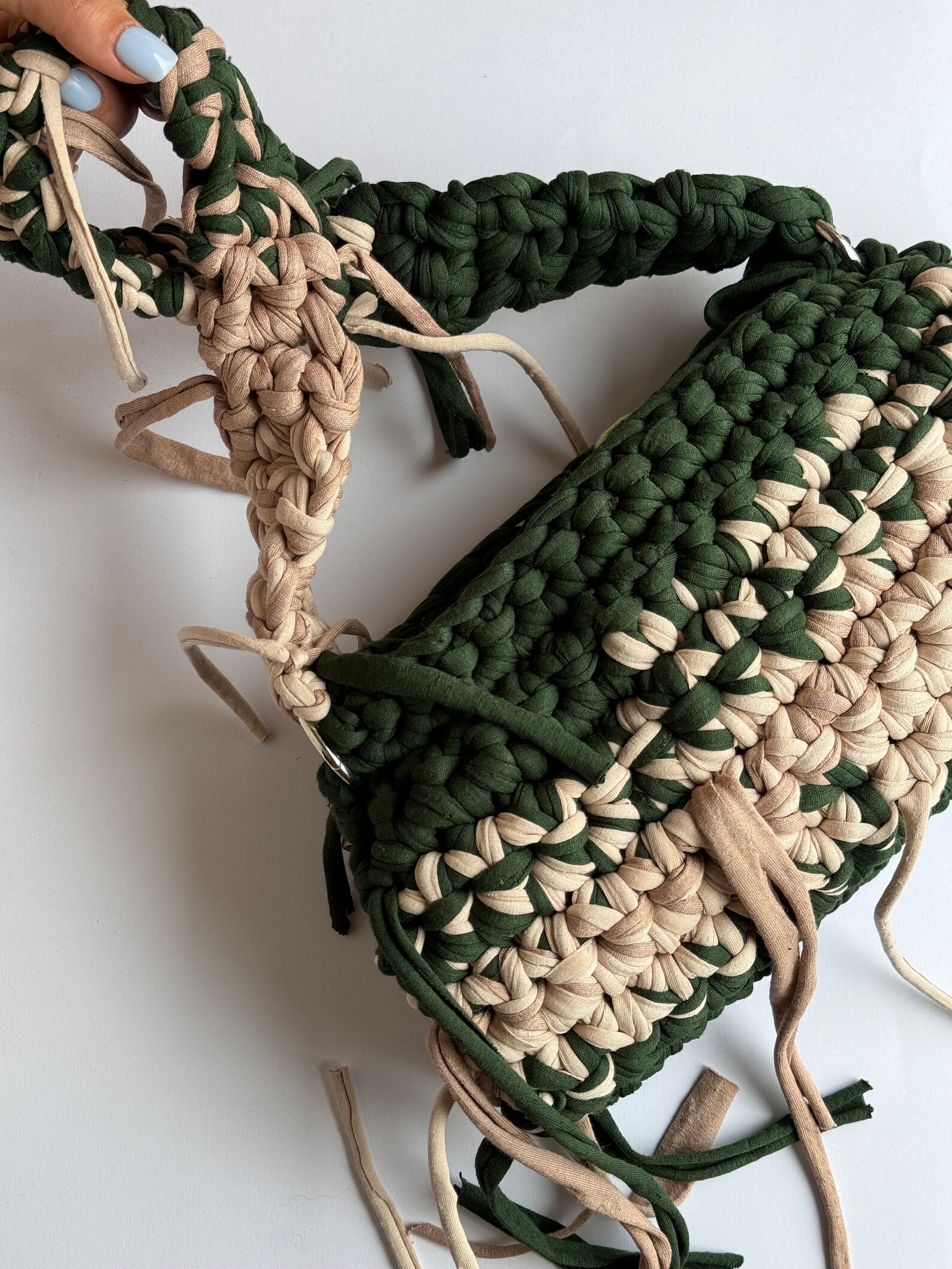 Crochet PYRAMID Bag Brown Beige Khaki Green BUZO - Etsy