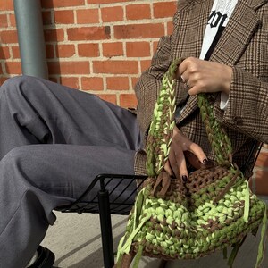 Crochet PYRAMID Bag Brown Khaki Green BUZO - Etsy
