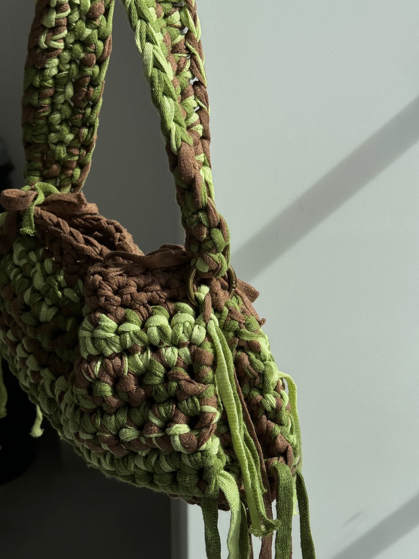Crochet PYRAMID Bag Brown Khaki Green BUZO - Etsy