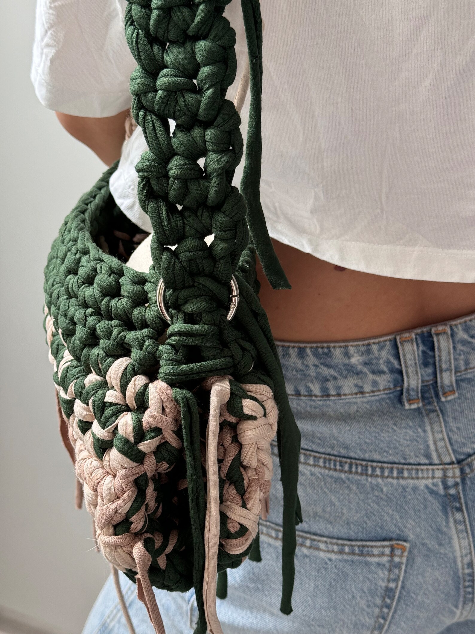 Crochet PYRAMID Bag Brown Beige Khaki Green BUZO - Etsy