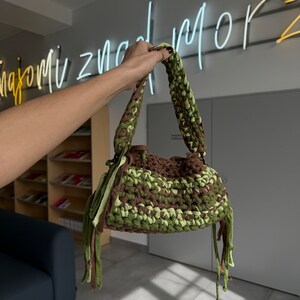 Crochet PYRAMID Bag Brown Khaki Green BUZO - Etsy