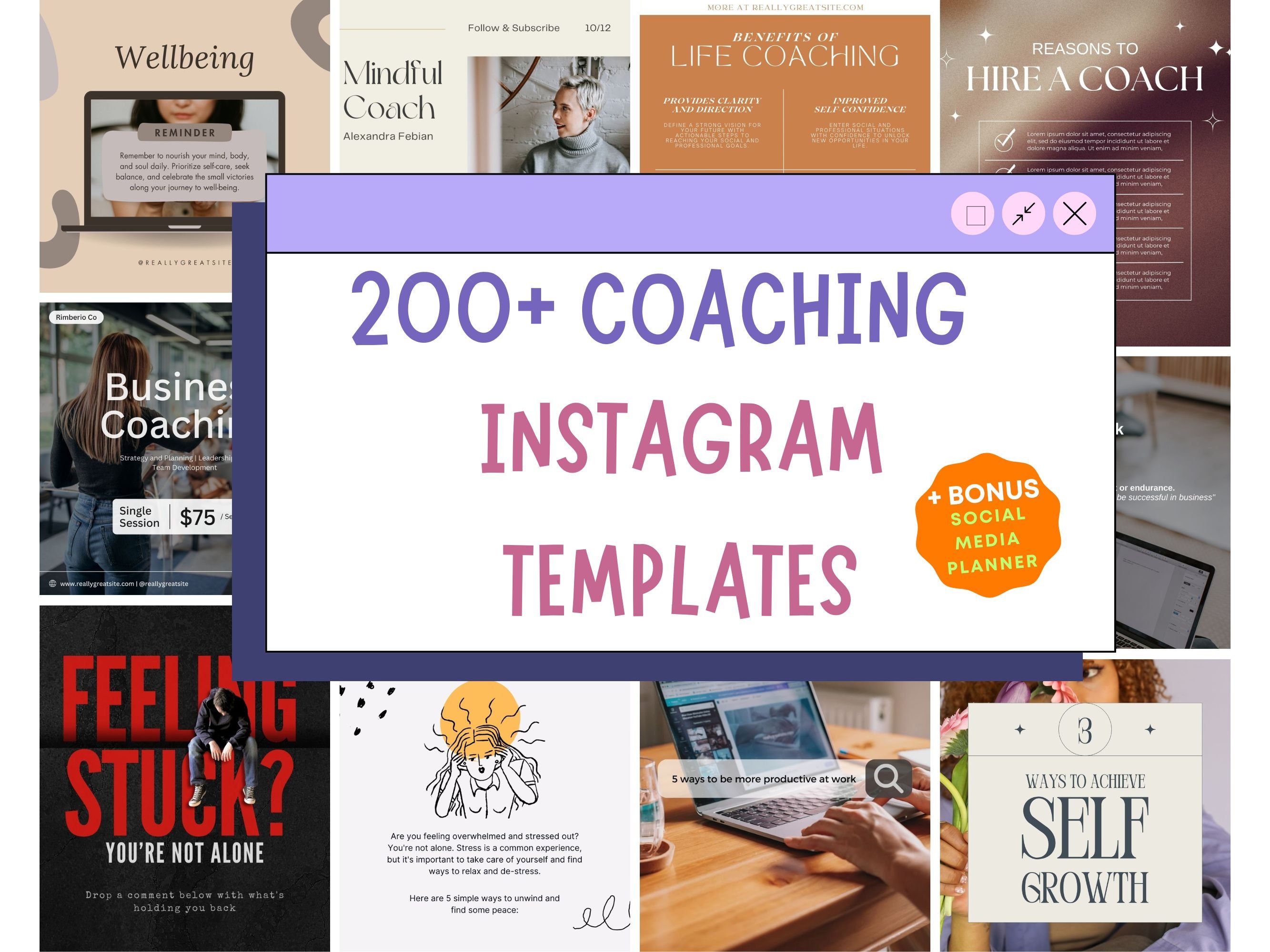 200 Coaching Instagram Templates for Canva | 200 Posts Coaching ...