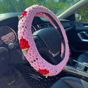 Crochet Strawberry Steering Wheel Cover Digital Pattern, Knitted Car ...