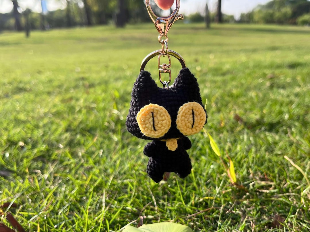 Handmade Black Cat Keychain, Crochet Amigurumi Cat Keychain, Cute Gift ...