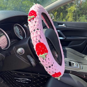 Crochet Strawberry Steering Wheel Cover Digital Pattern, Knitted Car ...
