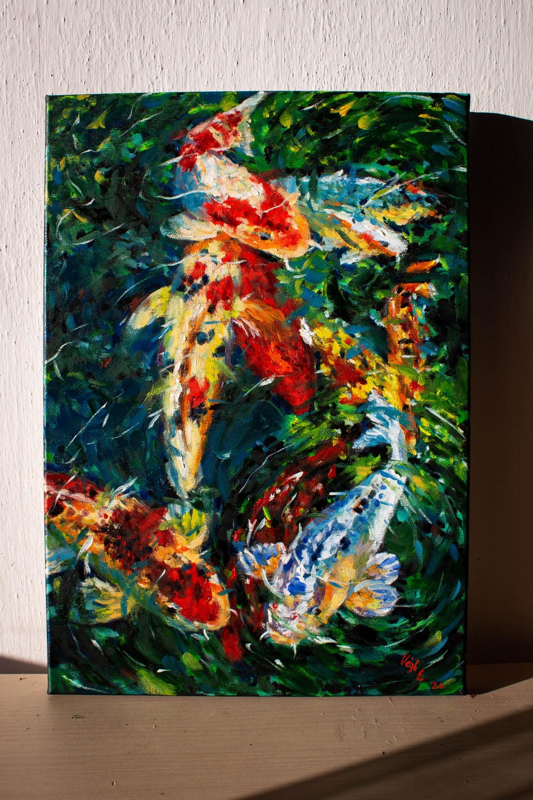 Koi Fish Oil Painting, Original Art, Koi Art, Wall Art, Home Decor, Koi ...