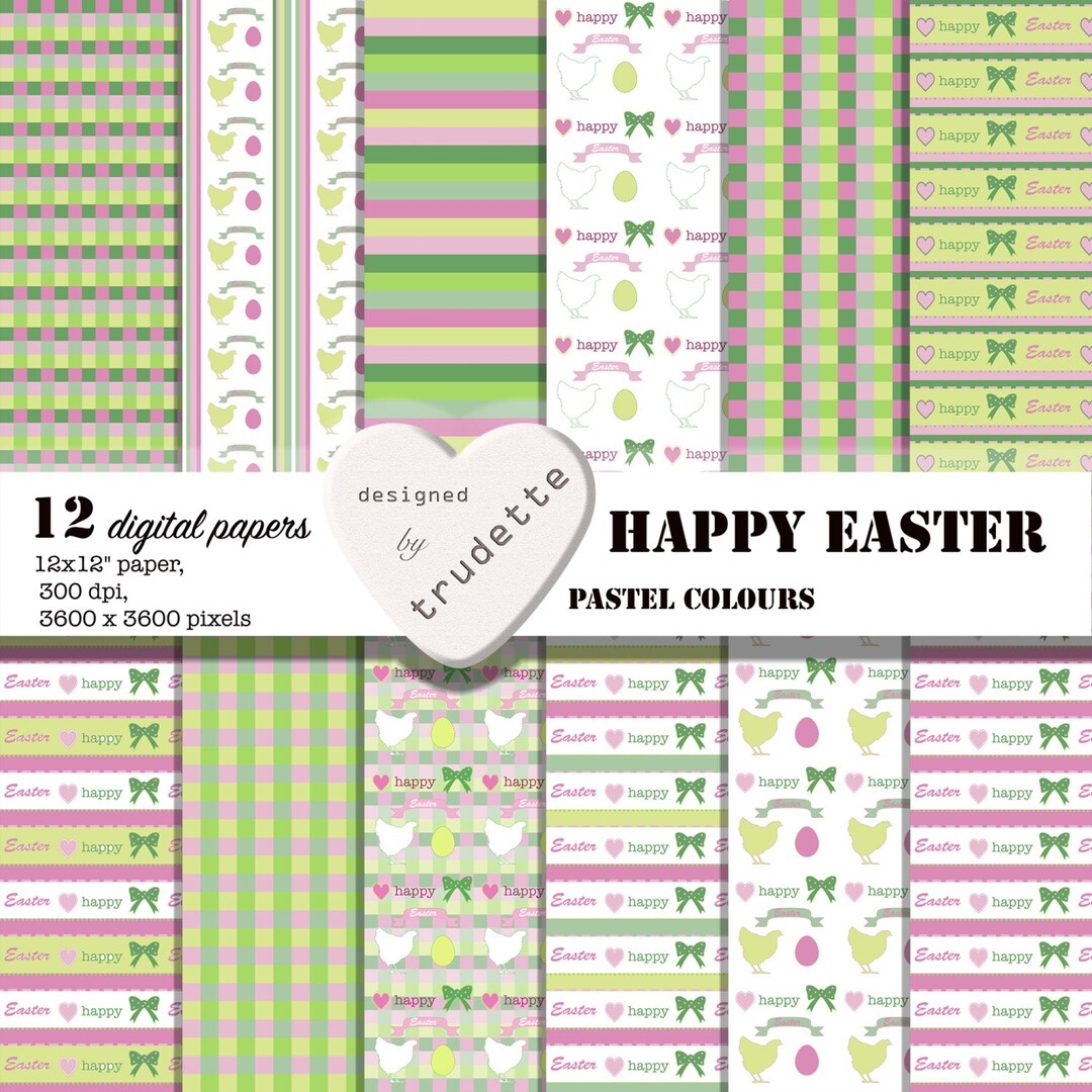 Easter Digital Paper Easter Bunny Scrapbook Papers Chick Wallpaper ...