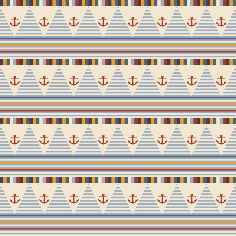 Marine Style, Digital Paper Pack, Anchors, Flags, Waves, Polka-dot ...