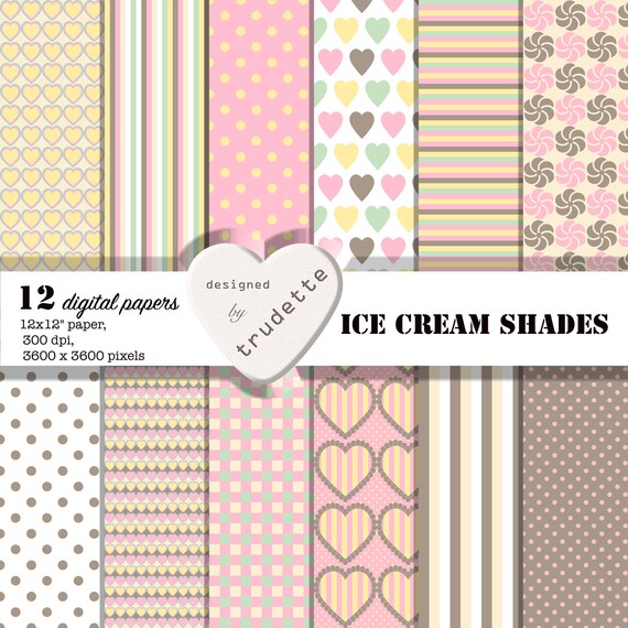 Ice Cream Colours Digital Paper Pack Commercial Use | Etsy