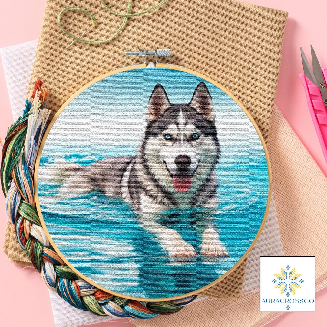 Husky Cross Stitch Pattern, Modern Cross Stitch Designs, Beginner ...