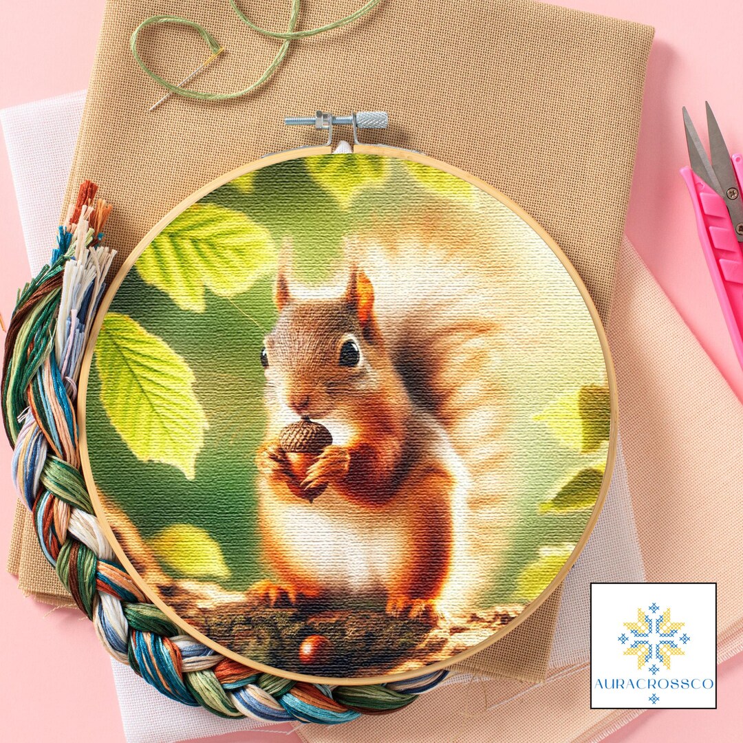 Squirrel Cross Stitch Pattern, Modern Cross Stitch Designs, Beginner ...