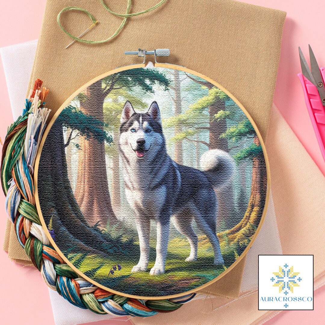 Husky Cross Stitch Pattern, Modern Cross Stitch Designs, Beginner ...