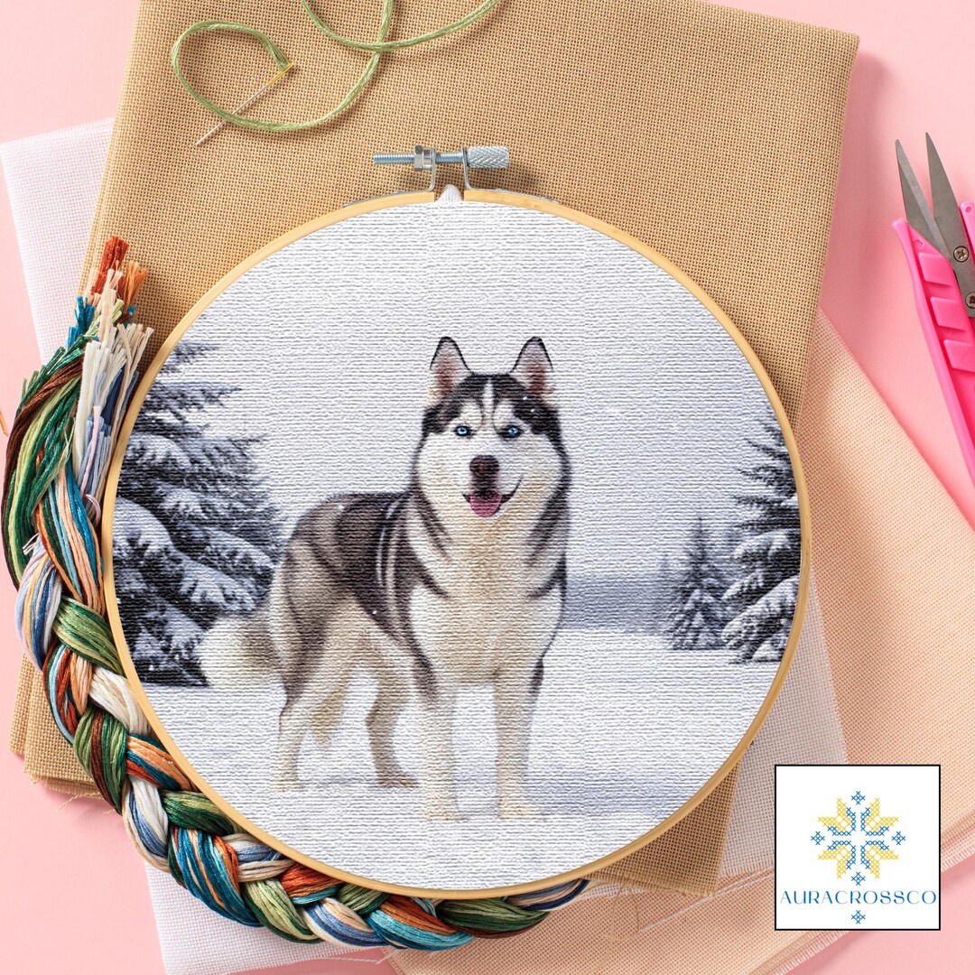 Husky Cross Stitch Pattern, Modern Cross Stitch Designs, Beginner ...