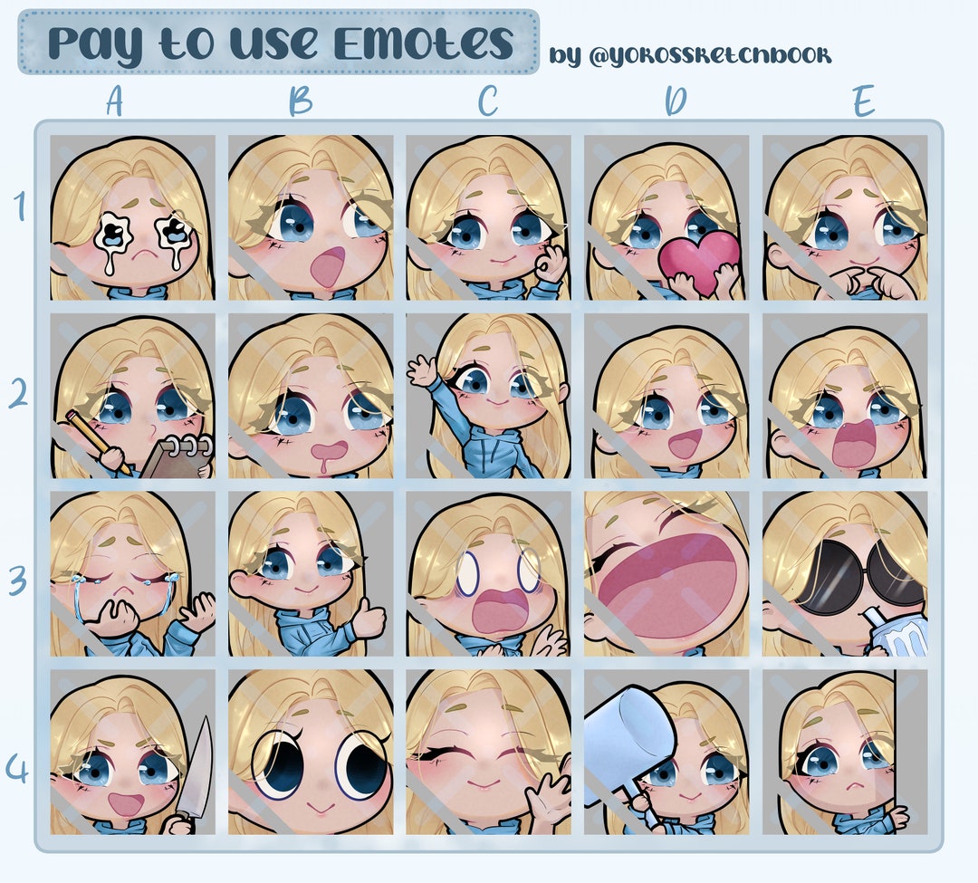 Ready to Use Emote Pack | 20 Cute Anime Chibi Girl Emotes | Blonde ...