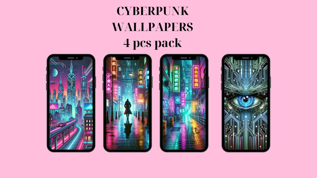 High-quality Cyberpunk Ios Wallpapers Set of 4 Unique Designs, Lock ...
