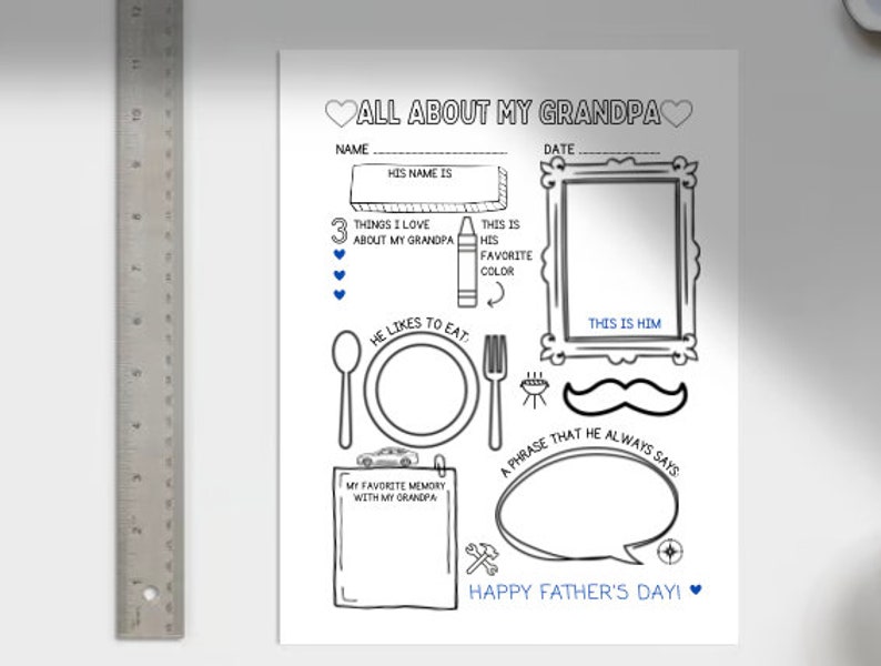 All About Grandpa- Printable Craft for Father's Day - Etsy