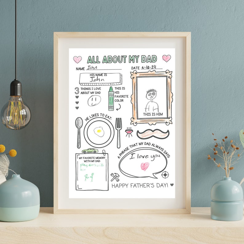 Printable Craft for Father's Day- All About Dad - Etsy
