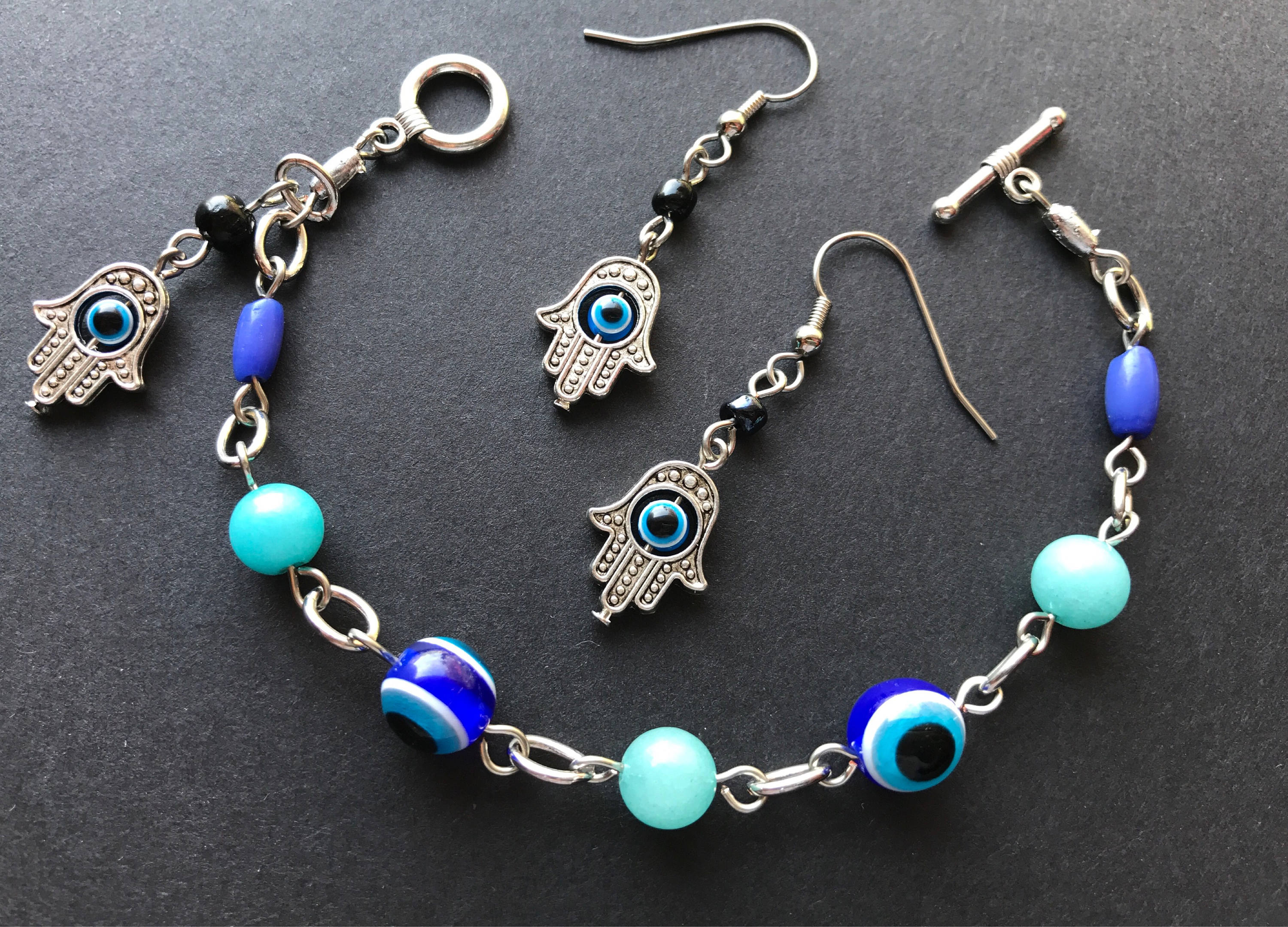 Evil Eye Protection Symbols Jewelry Set with Beaded Bracelet | Etsy
