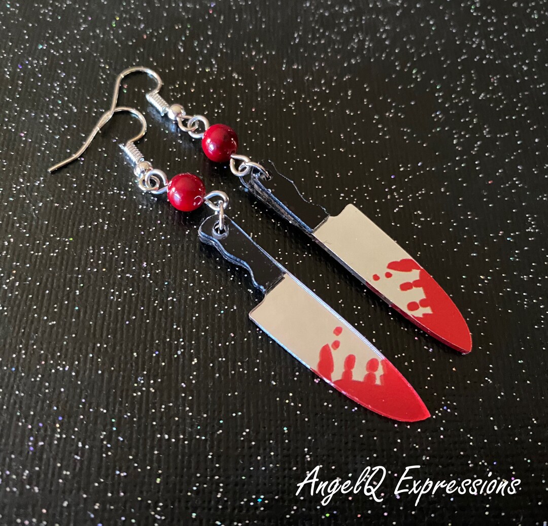 Psycho Killer Bates Motel Bloody Kitchen Knife Earrings - Etsy