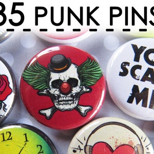 Punk Grunge Buttons Pins Rebel Set Pack of 35 1 Pinback | Etsy