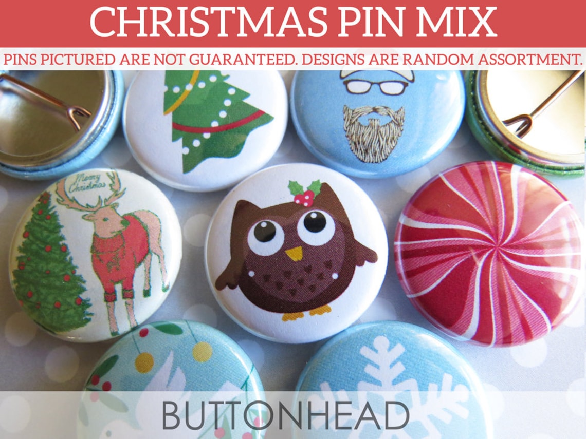 Random Christmas Buttons Pins Small Christmas Party Gifts - Etsy