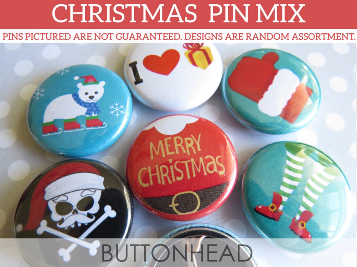 Random Christmas Buttons Pins Small Christmas Party Gifts - Etsy