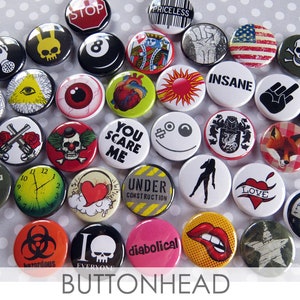 Punk Grunge Buttons Pins Rebel Set Pack of 35 - 1” Pinback Collectible ...