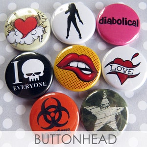 Punk Grunge Buttons Pins Rebel Set Pack of 35 - 1” Pinback Collectible ...