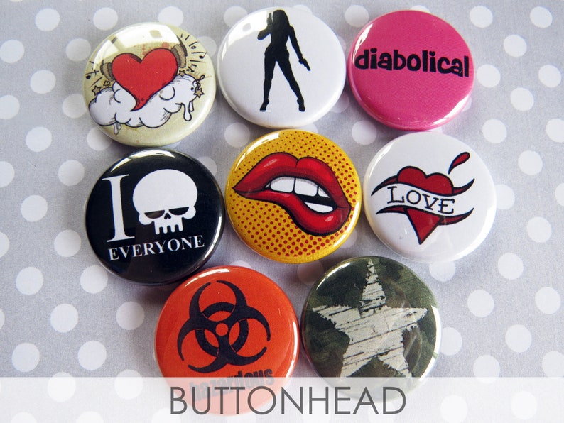 Punk Grunge Buttons Pins Rebel Set Pack of 35 - 1” Pinback Collectible ...