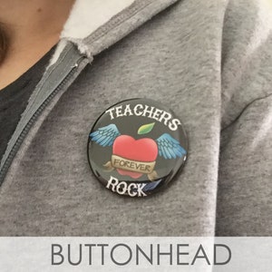 Gift for Teacher Gift Under 20, Teachers Rock Buttons Pins Set of 6 ...