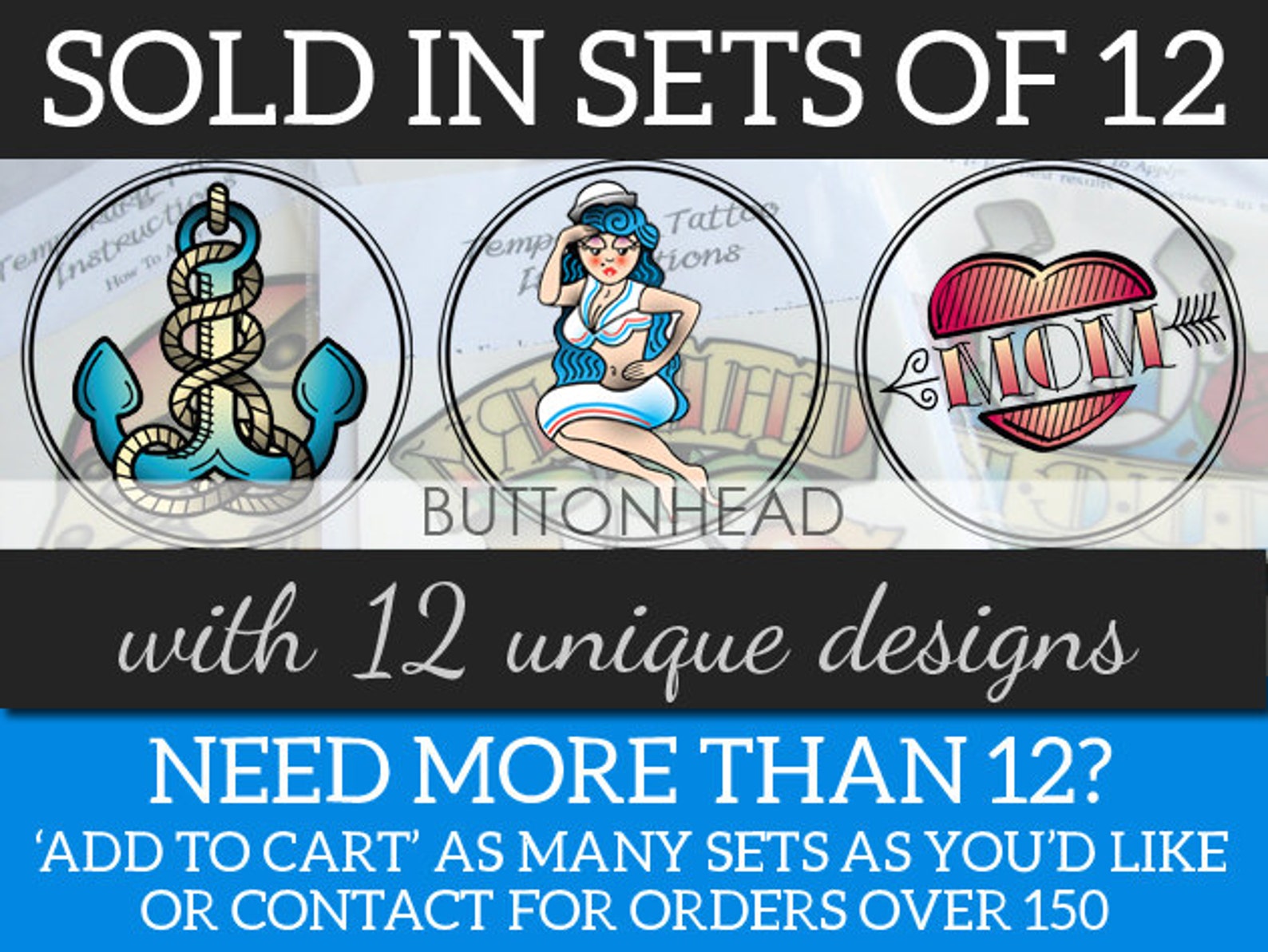 Retro Sailor Jerry Temporary Tattoos Fake Tattoo Flash - Etsy