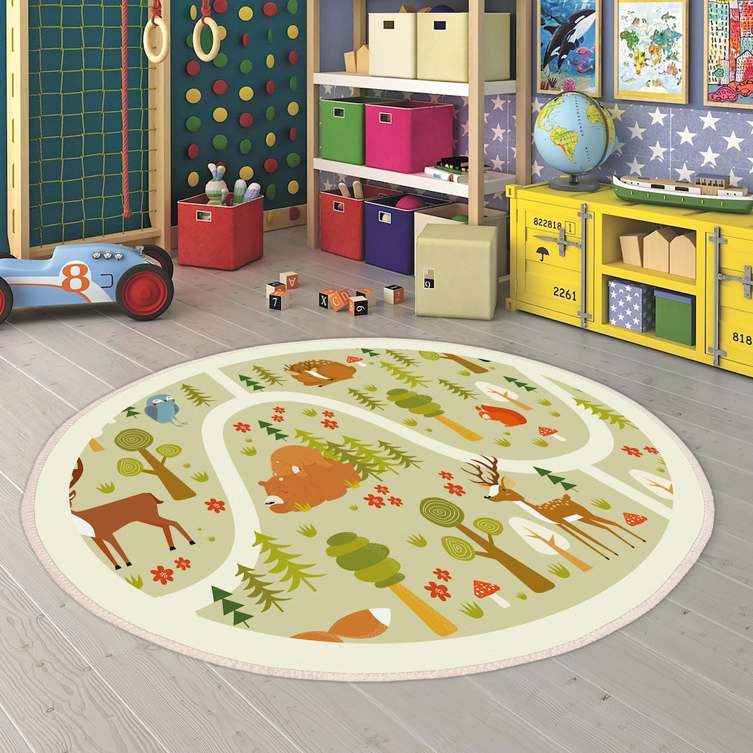 Woodland Animal Ultra Soft Kids Rug, Kids Playroom Mat, Baby Shower ...