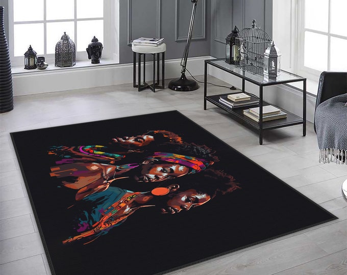 African Woman Rug, African Rug, Black Woman Rug, Living Room Rug ...