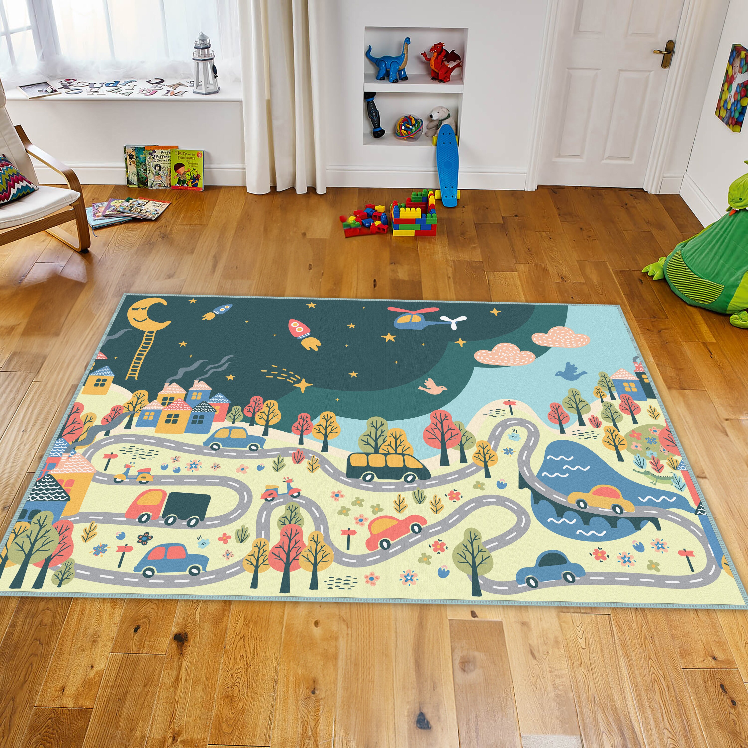 Road Activity Rug|car Rectangular Toddler Carpet Trip Nursery Rug|route ...