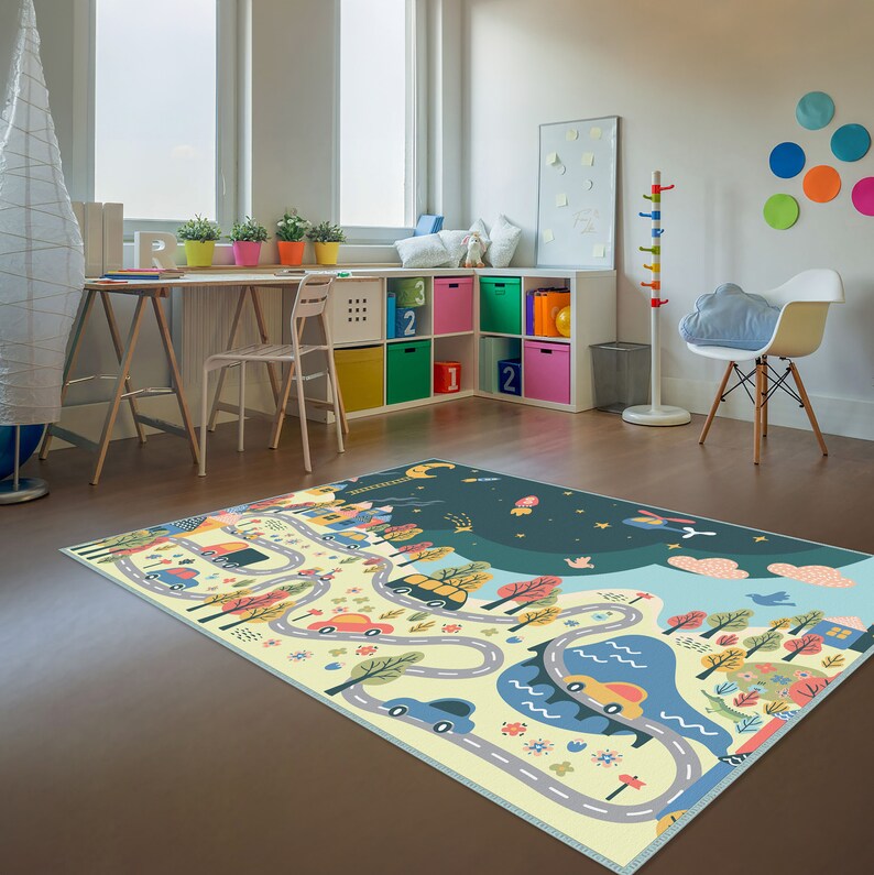 Road Activity Rug|car Rectangular Toddler Carpet Trip Nursery Rug|route ...