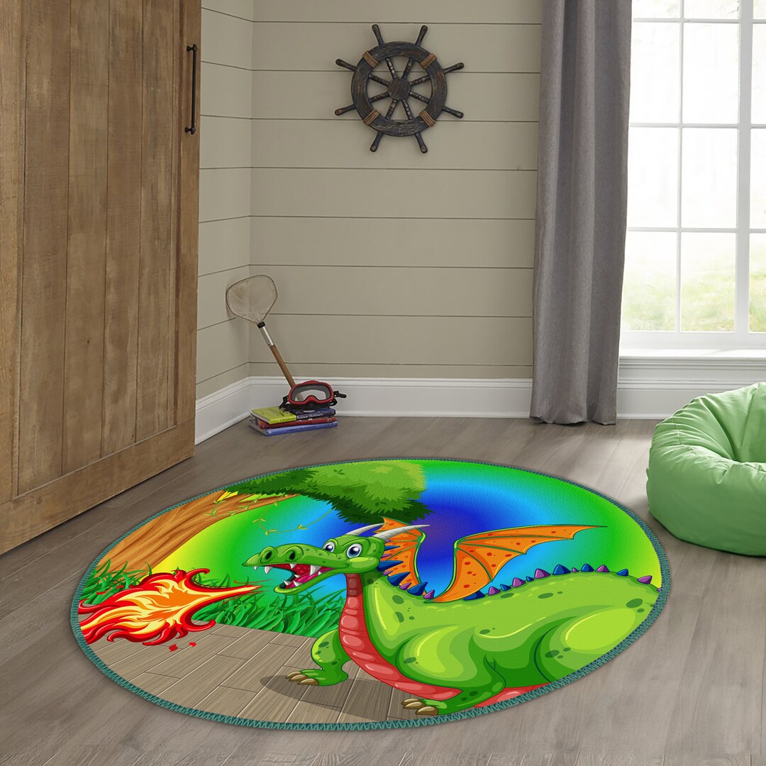 Dragon Kids Rug, Dragon Pattern Rug, Dragons Rug, Little Dragon Rug ...