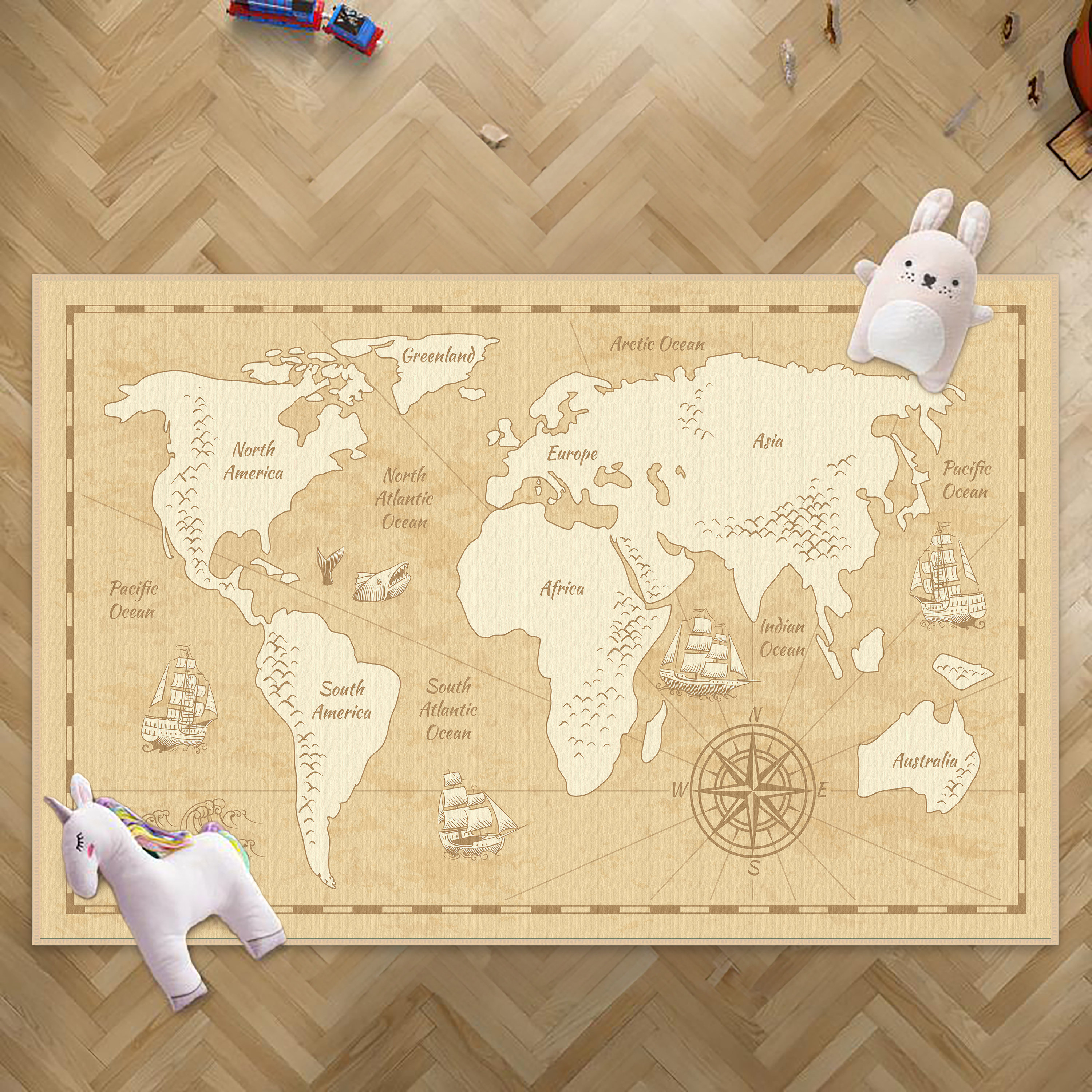 World Map for Kids Rug, Child Room Rug, Animals Rug, Gift for Kids ...
