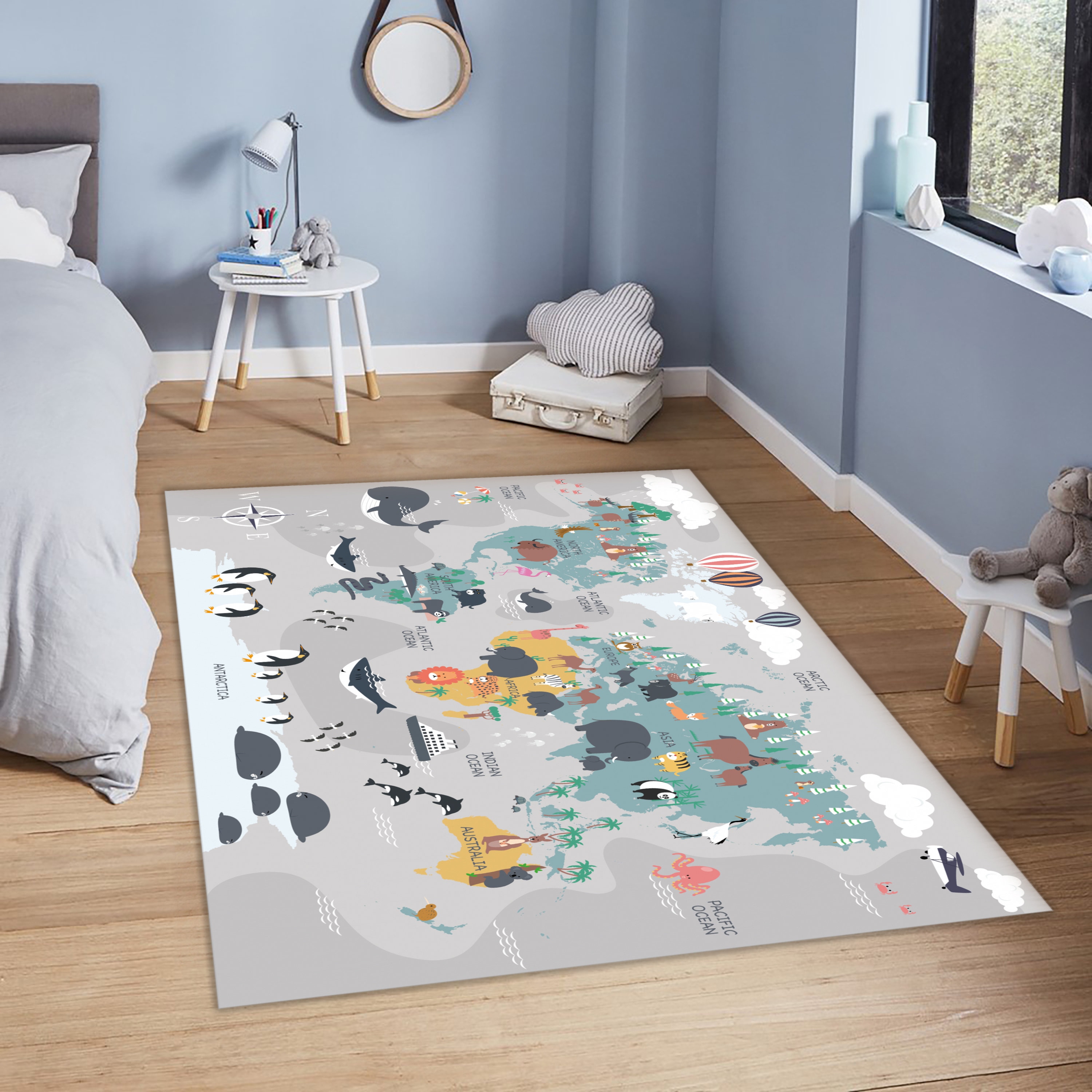World Map for Kids Rug, Child Room Rug, Front Door Rugs, Kids Rugs ...