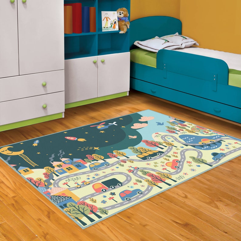 Road Activity Rug|car Rectangular Toddler Carpet Trip Nursery Rug|route ...