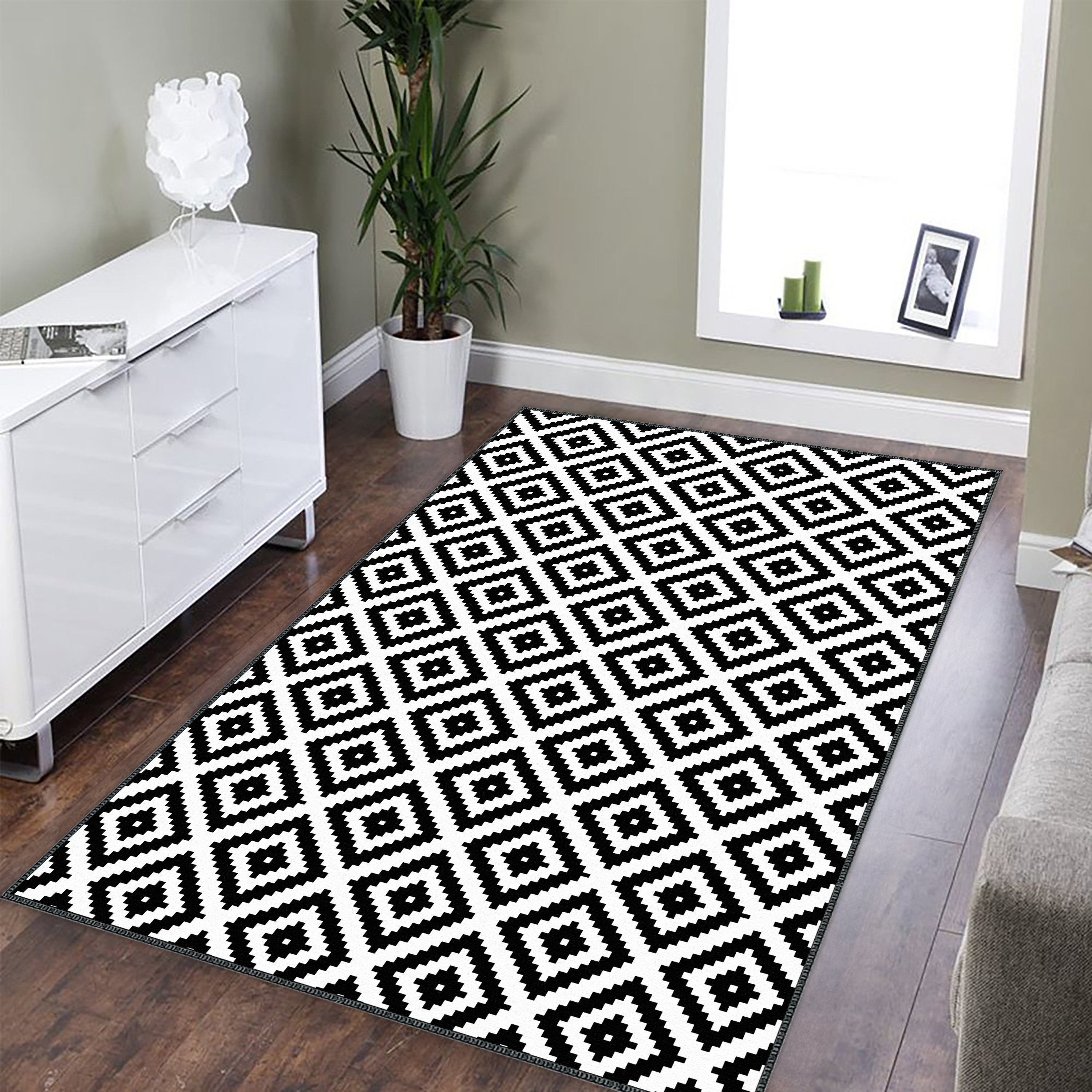 Light White-black Vinyl Runner Rug or Kitchen Runner Mat and Moroccan ...